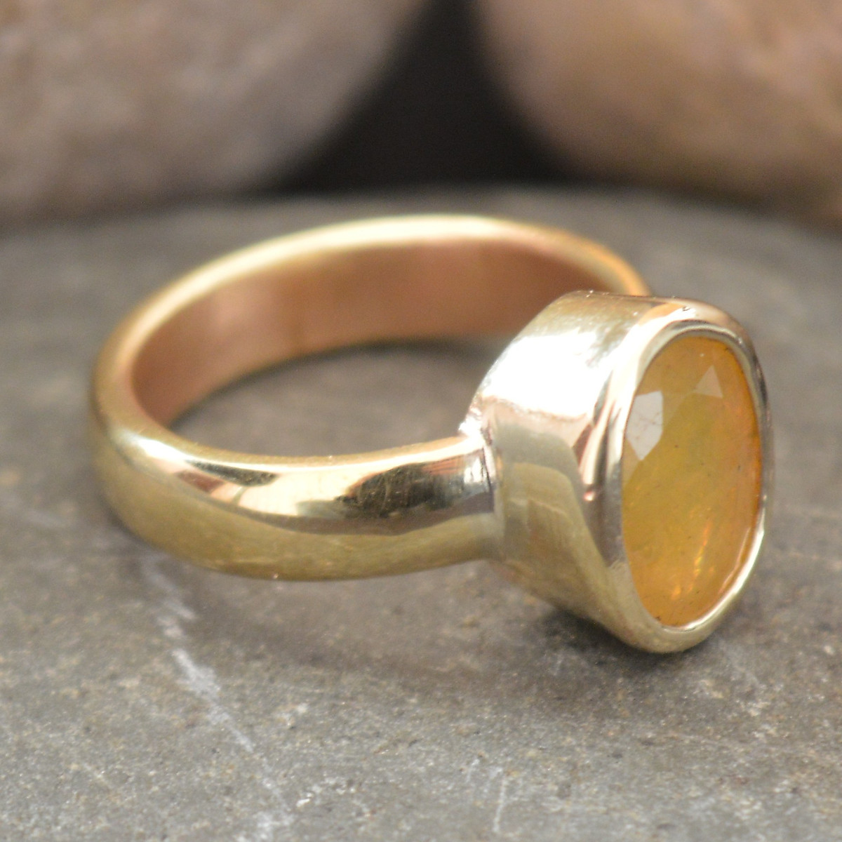 55Carat Natural Yellow Sapphire Panchdhatu Ring for Women 4 Carat Birthstone Size 5,6,7,8,9,10,11,12,13