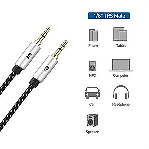 Cable Matters 2-Pack 3.5mm Audio Cable 6 ft (3.5mm Aux Cable/Aux Cord, Headphone Cable, Audio Cable 3.5mm Male to Male) - 6 Feet / 1.8 Meters