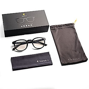 Horus X ® • Round Blue Light Glasses | Computer Glasses for Screens: Anti-Fatigue & Eyestrain Relief | Men and Women | URBAN Clear
