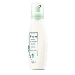 Aveeno Clear Complexion Foaming Oil-Free Facial Cleanser with Salicylic Acid Acne Medication for Breakout-Prone Skin & Soy Extracts, Hypoallergenic & Non-Comedogenic, 6 Fl Oz, Pack of 3