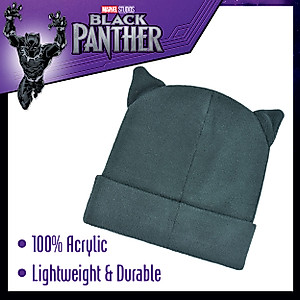 Marvel Black Panther Roll Down Cuff Beanie Hat, Black, One Size