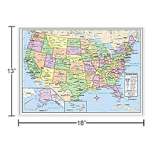US and World Desk Map (13" x 18" Laminated) for Students, Home or Classroom Use by Lighthouse Geographics