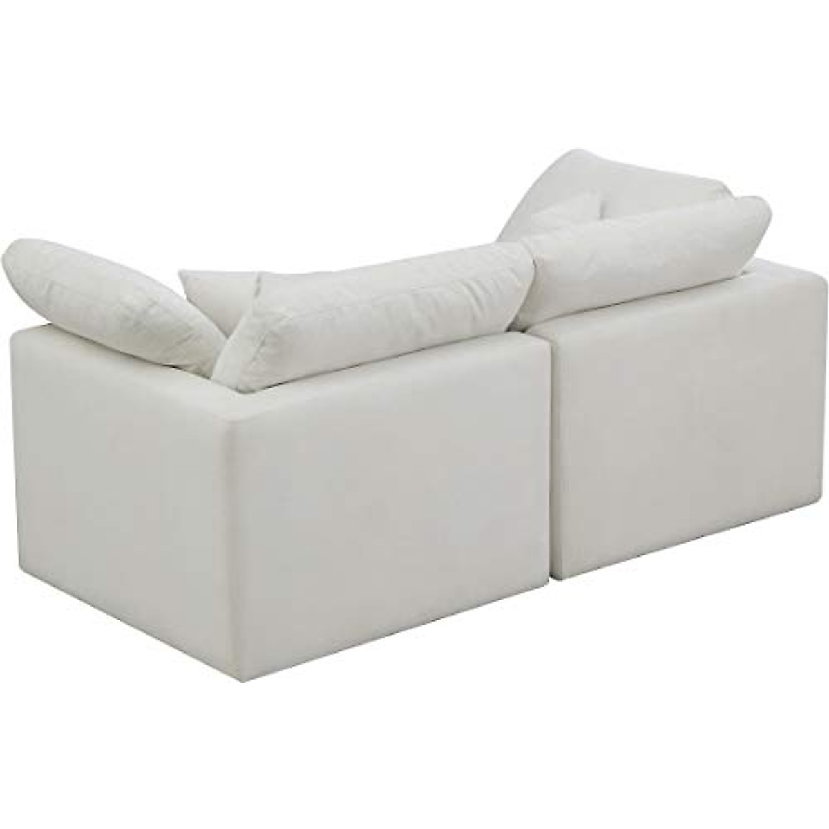 Meridian Furniture Plush Collection Contemporary Down Filled Comfort Overstuffed Velvet Upholstered Modular Sofa, Seating for 1, Cream