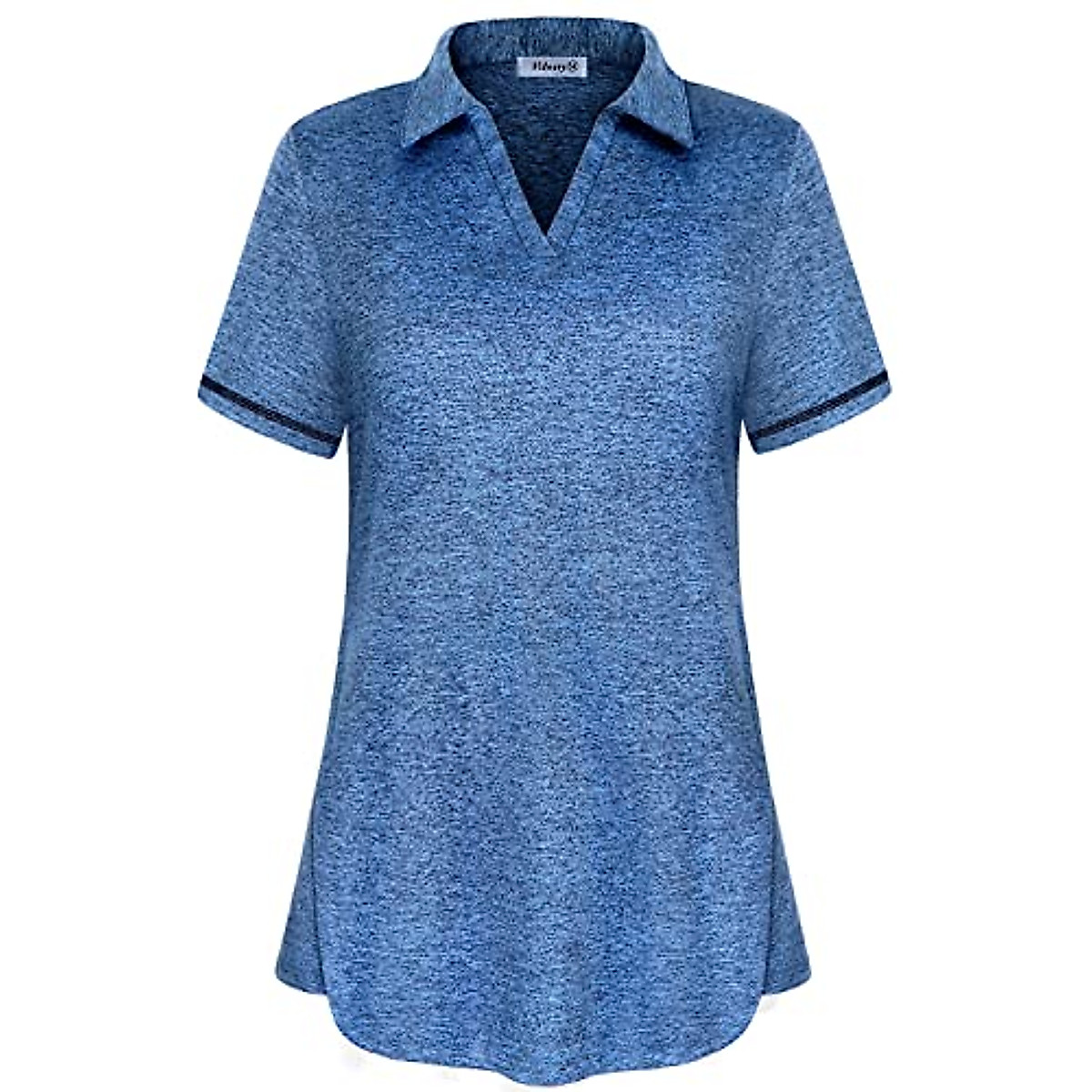 Workout Tops for Women Golf Tennis Polo Shirts Short Sleeve V Neck Loose Fit Plain Yoga T-Shirts Blue