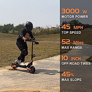 MetaMoov ZO08 Electric Scooter Adults, 3000W Dual Motors, 45 Mph Top Speed, 52 Miles Range, Dual Hydraulic Disk Brake Dual Shock Absorption 10" All Terrain Tires Fast E Scooter for Adults