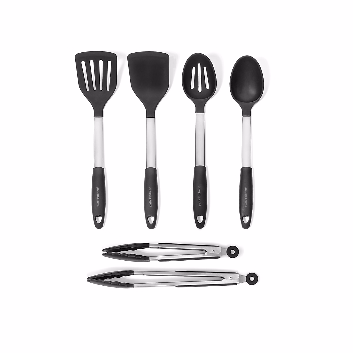 Daily Kitchen Utensil Set Silicone and Stainless Steel - Heat Resistant Cooking Utensils for Non Stick Cookware - Silicone Utensils Cooking Utensil Set - Kitchen Tools and Gadgets - 6-Piece Tool Set