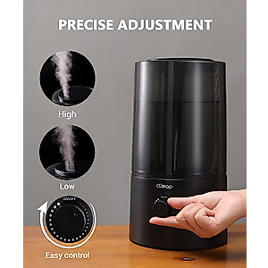 Clieap™ Humidifiers for Bedroom, 4L Air Humidifiers for Large Room, Ultrasonic Cool Mist Humidifiers for Baby, 30H Work Time, Auto Shut-Off (Black)