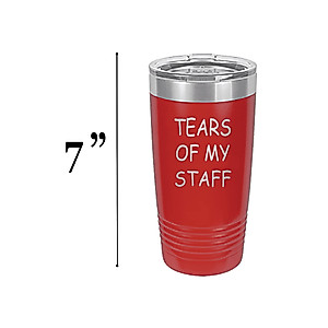 Rogue River Tactical Funny Tears of My Staff Travel Tumbler Mug Cup w/Lid Vacuum Insulated Hot or Cold Boss Gift (Red)