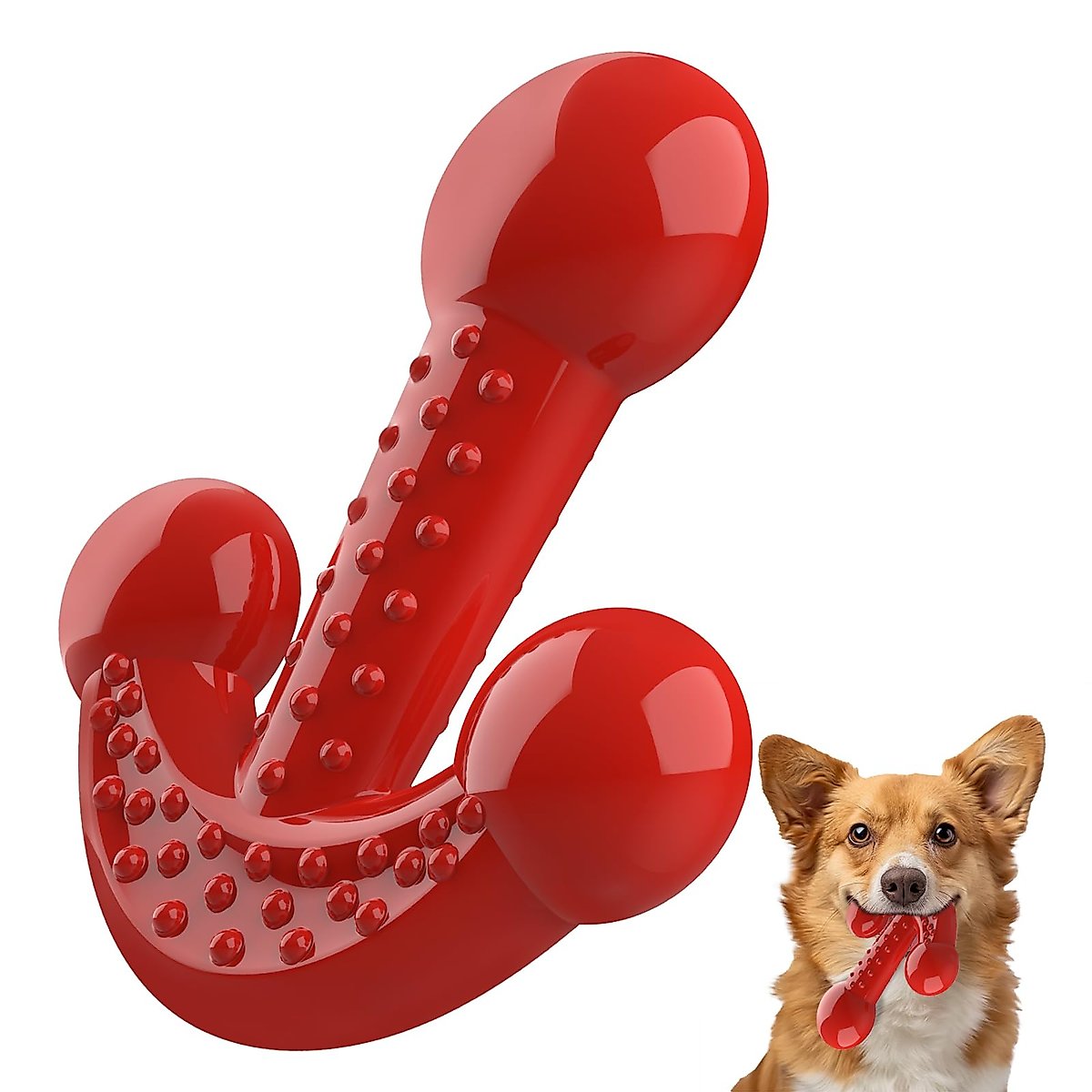 GFECMX Dog Toys for Small Dogs - Indestructible Dog Toy, Puppy Chew Toys for Teething - for Boredom,Dog Enrichment Toys,Puppy Toys to Keep Them Busy,Chew Toys for Aggressive Chewers,Medium,Bacon,Red