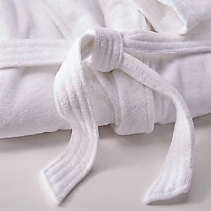 Marriott Terry Velour Robe - Bath Robes for Women - Ladies White Hotel Robe with Shawl Collar and Self-Tie Belt - Women's Robes - Spa Robe - Bathrobe for Women - One Size