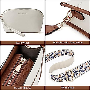 BOSTANTEN Crossbody Bags for Women 2PCS Vegan Leather Hobo Handbags Shoulder Purse with Adjustable Strap Beige Brown