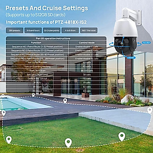 VIKVIZ 4K 8MP PTZ POE IP Camera Outdoor,Pan Tilt 18X Optical Zoom, Human Auto Tracking,Human/Vehicle Detection,Two-Way Talk,328ft IR Night Vision,PTZ Security Camera with MicroSD 512GB