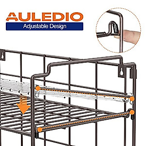 AULEDIO Water Bottle Organizer, 2-Pack 2 Tier Stackable Watre Bottle Holder, Adjustable Bottle Organizer, Brone