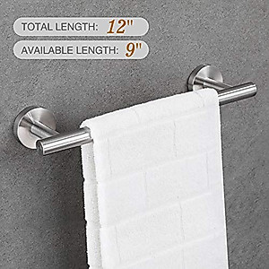USHOWER 9-Inch Hand Towel Bar, Total Length 12 Inch Brushed Nickel Towel Rack Wall Mounted, SUS304 Stainless Steel Modern Home Decor Towel Holder for Bathroom.