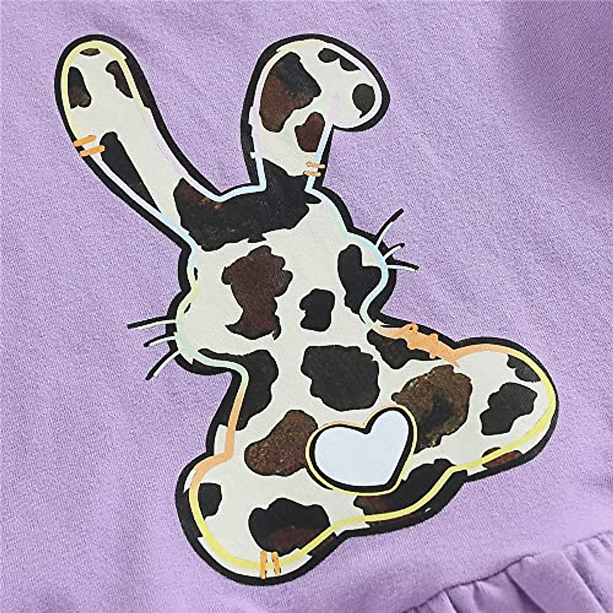 Toddler Kids Baby Girl Easter Outfit Bunny Print Short Sleeve T-Shirt Tops Leopard Flare Pants 2pcs Summer Clothes (Purple,18-24M)