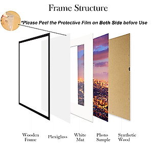 LIPHISFUN Diamond Painting Frame 30x40cm Diamond Art Frames Display Picture 12x16 Without Mat or 10x14 with Mat 2 Pack,Natural Solid Wooden,Protection Glass,Back Mat,Hanging Kit for Wall Decor-Black