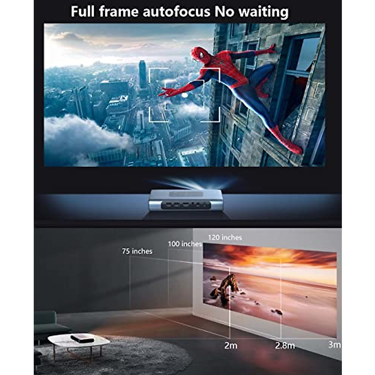 X5 Projector 4K, 15000 Lumens, ACE Picture Quality Enhancement Engine, MEMC Motion Compensation, HDR 10, Supports 3D/4K Input for Movies and Games, Built-in Speaker/Battery Portable Projector