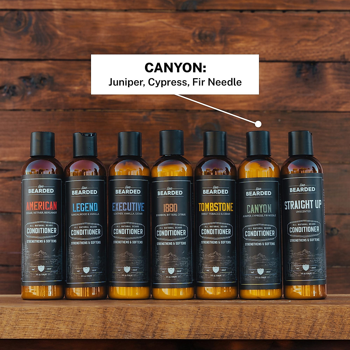 Live Bearded Beard Conditioner, 8 fl oz - Strengthens and Softens Facial Hair - Made in the USA - All-Natural Ingredients with Biotin, Caffeine | Canyon Scent - Juniper, Cypress, Fir Needle