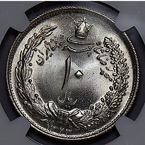 Collectible Coin NG0206 Iran 1944 SH 1323/2 10 Rials NGC MS 65 rare in this grade lion combine shipping