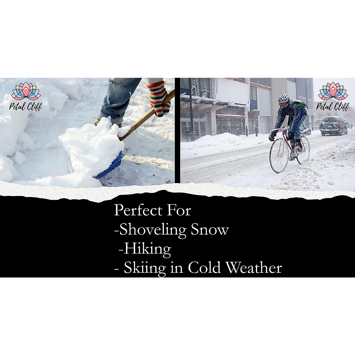 Petal Cliff 2 Pairs, Men's Heated Sox Socks Thick Thermal Socks Keeps Feet Warmer Longer 2.3 TOG heat rating.Size: 10-15. (Black)