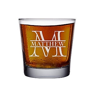 Custom Rocks Old Fashioned Cocktail Glasses Add Your Name Initial Birthday Anniversary Etched Whiskey Glass 9oz