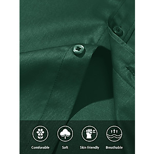 TACVASEN Dress Shirts for Men Business Shirts for Men Mens Green Dress Shirts Green Dress Shirts for Men Slim Fit Shirt Dress