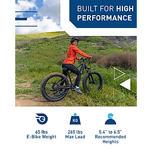 Hiboy P6 Electric Bike for Adults, 28MPH 62.1Miles Range 750W Motor 48V 13Ah Removable Battery Ebike, 26” x 4.0" Fat Tire Electric Mountain Bicycle, Shimano 9 Speed, Hydraulic Suspension, UL Certified