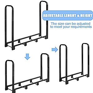WEASHUME 4ft Outdoor Firewood Rack Holder Heavy Duty Firewood Rack Stand Logs Holder Metal Wood Pile Storage Stacker Organizer for Fireplace Outdoor&Indoor