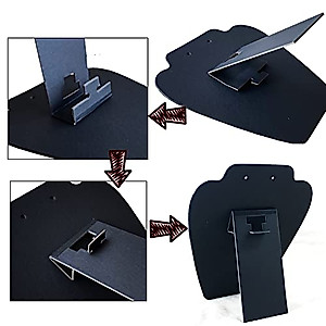 7TH VELVET 6 Pieces Black Velvet Necklace Display, Jewelry Display for Selling and Shows, Necklace Easel Stand, Collapsible Jewelry Bust Stand, Reinforced Bracket (7 3/8" W x 8 2/8" H)
