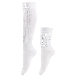 UTTPLL Women Slouch Socks, Girls Scrunch Socks, Heavy Warm Winter Thick Socks Boot Socks Long Chunky Baggy 80s 90s Socks White One Size