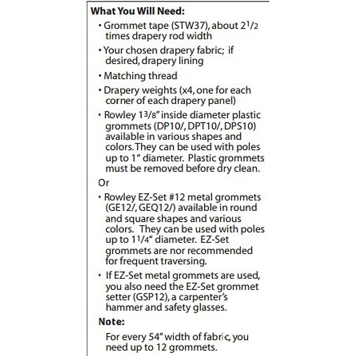 Home Sewing Depot Grommet Tape for Grommet Draperies - 6 Yards - Fits #10 & #12 Grommet