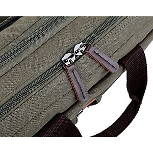 Stylish 17 inch Canvas Laptop Bag Messenger Bag Briefcase Vintage Crossbody Shoulder Bag Military Satchel for Men BC-07 (Army-Green)