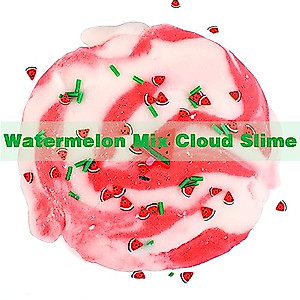 Cloud Slime for Girls Boys,with Red Watermelon Slime Charms,Super Soft and Non Sticky Slime,Scented Slime Party Favors,Stress Relief Toy for Kids Education,Birthday Gift(8 OZ 200ML)