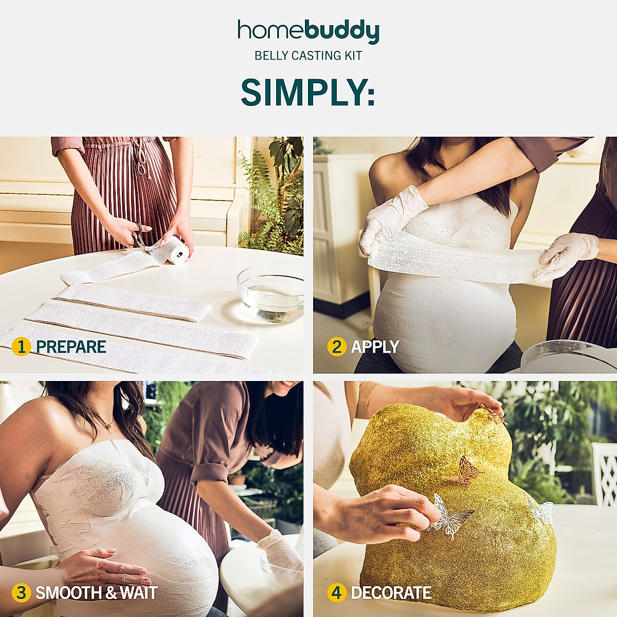 HomeBuddy Belly Casting Kit Pregnancy - All in One - DIY Pregnancy Belly Casting Kit for Expecting Moms