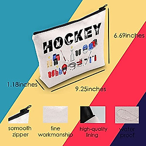 Hockey Player Gift for Girl Hockey Cosmetic Bag Hockey Lover Gift Hockey Makeup Zipper Pouch for Hockey Mom Hockey Coach Hockey Team Hockey Girls (Hockey)