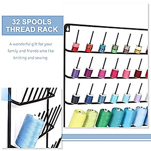 VICASKY Spools Thread Rack Metal Thread Holder Organizer with Hanging Hooks for Embroidery Quilting and Sewing Threads Black