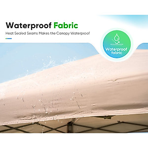 Quictent 13'x13’ Hexagonal Pop up Canopy Tent with Mosquito Netting, Instant Screened in Canopy Screen House Room Tent Easy Set up with LED Lights (Beige)