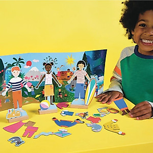 Floss & Rock 43P6379 One World Wooden Magnetic Dress Up Doll Playset, Multicolor, 18 x 9.5 x 0.3cm