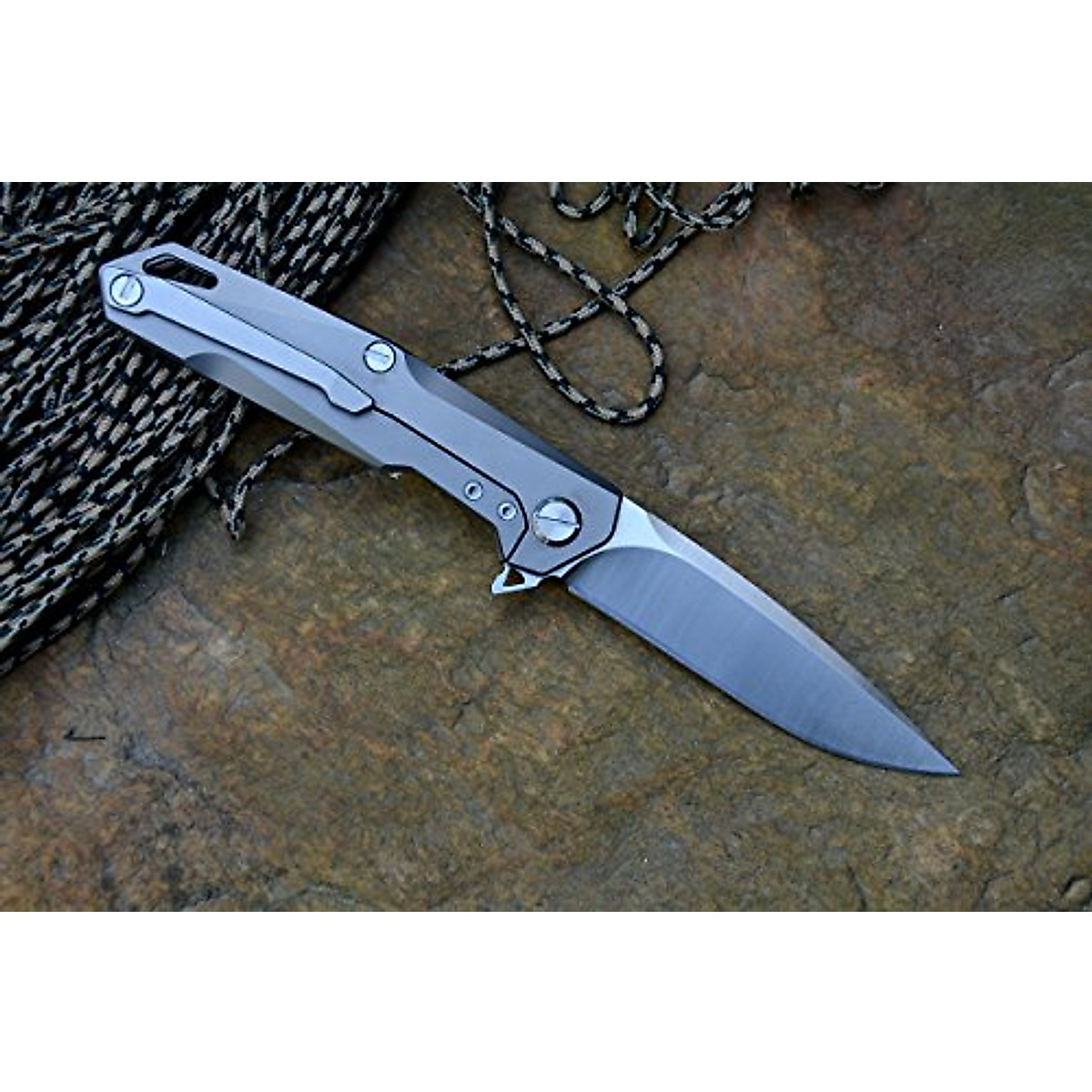 Twosun TS21 Pocket Knife D2 Blade Titanium Handle Drop Point Razor sharp