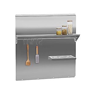 Range Backsplash - Stainless Steel Range Backsplash w/Shelf Splash Plate for Range Hoods Built-in Storage Shelf Hanging Rack Wall Shield Commercial grade 30 * 30.7 Inch