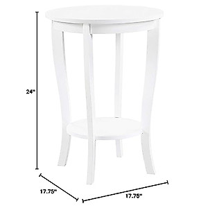 Convenience Concepts American Heritage Round End Table, White