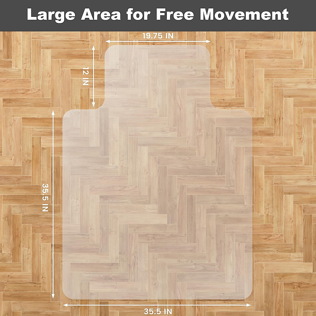 Chair Mat for Hardwood Floor - 47.5" x 35.5" Office Chair Mat with Lip. Hard Floor Protector for Rolling Chairs on Hard Wood and Tile Floors, Desk Chair Mat for Office Gaming Computer Desk Chair