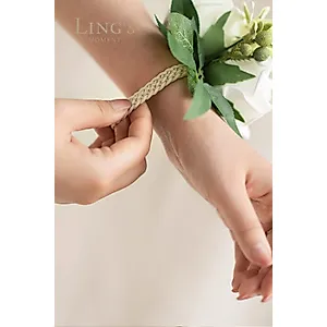 Ling's Moment 2pcs Homecoming Wrist Corsage Artificial Flowers, Girl/Mother Corsages Wristlet Décor for Prom/Wedding/Anniversary, etc. White Ivory