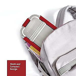 Signoraware Stainless Steel Bento Box Adult Lunch Box For Men, Women, Kids Bento Lunch Box Leak Proof Between 2 Compartments Meal Prep Containers Lunch Containers For Adults And Kids School Red