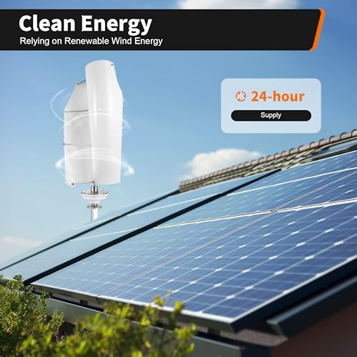 OUKANING 400W 12V Portable Vertical Helix Maglev Axis Wind Power Turbine Generator Kit with Charge Controller, 2 Blades, White