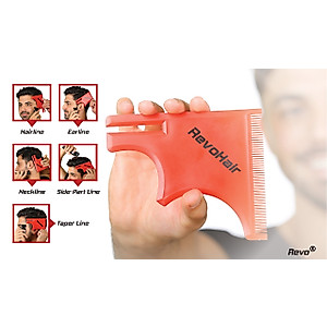 RevoBeard & RevoHair - Beard Shaping & Haircut Tool - For Hairline Lineup, Edge up - Template/Stencil for Trimming Beard, Mustache, Goatee, Neckline - Great Barber Supplies - Men's Grooming Kit
