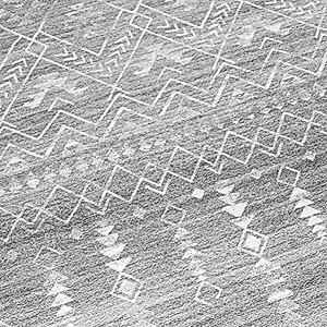 ReaLife Machine Washable Rug - Stain Resistant, Non-Shed - Eco-Friendly, Non-Slip, Family & Pet Friendly - Made from Premium Recycled Fibers - Moroccan - Gray, 5' x 7'