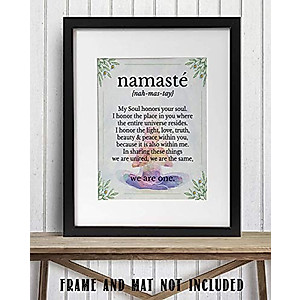 Namaste Color"We Are One"- Inspirational Wall Art in Yoga Pose-8 x 10 Print Wall Art Ready to Frame. Home Décor, Office Décor & Wall Print. Motivational Quote- Perfect Gift to Share Your Beliefs.
