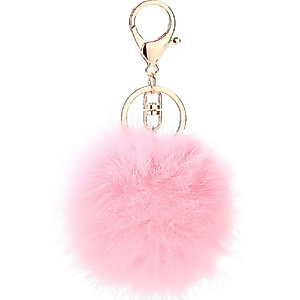 Pom Pom Keychain Genuine Rabbit Fur Ball Keychain Fluffy Accessories Car Bag Charm