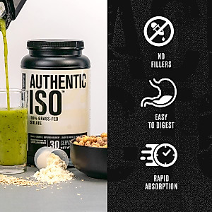 Jacked Factory Authentic ISO Grass Fed Whey Protein Isolate Powder - Low Carb, Non-GMO Muscle Building Protein w/No Fillers, Post Workout Recovery Unflavored - 2 LB 30 SV